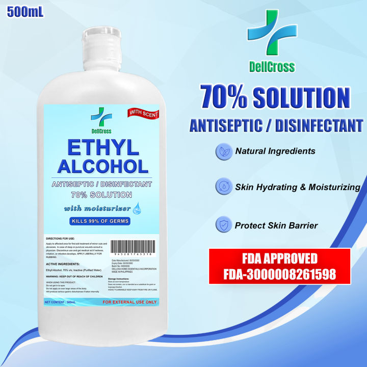 Dellcross 70% ETHYL ALCOHOL ANTISEPTIC DISINFECTANT 500ML WITH MOISTURIZER | Lazada PH