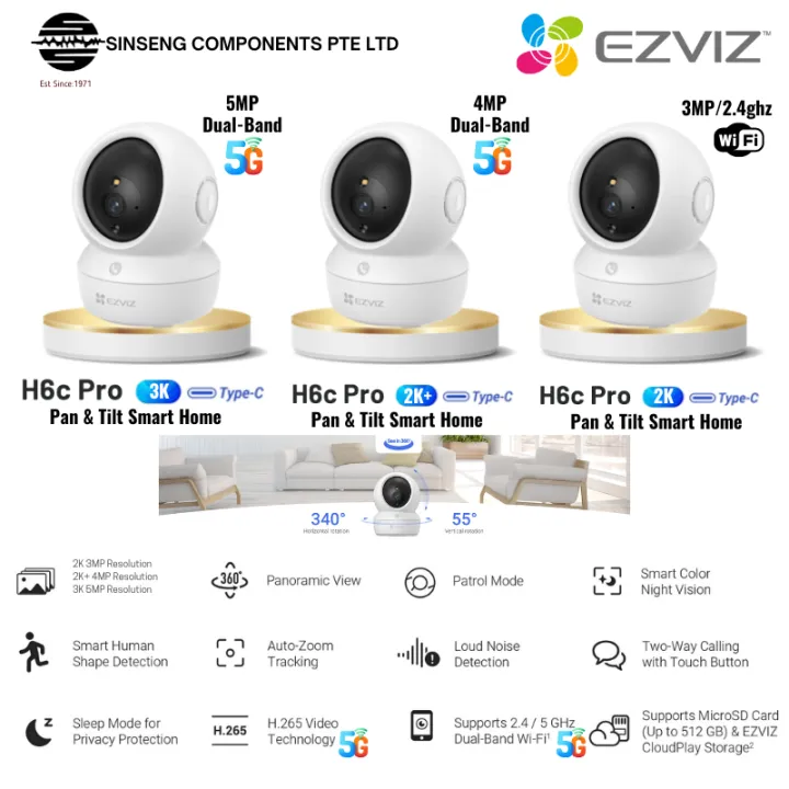 EZVIZ H6c Pro 2MP 1080P | 3MP 2K 2.4Ghz | 4MP 2K+ - 5MP 3K 2.4/5Ghz ...