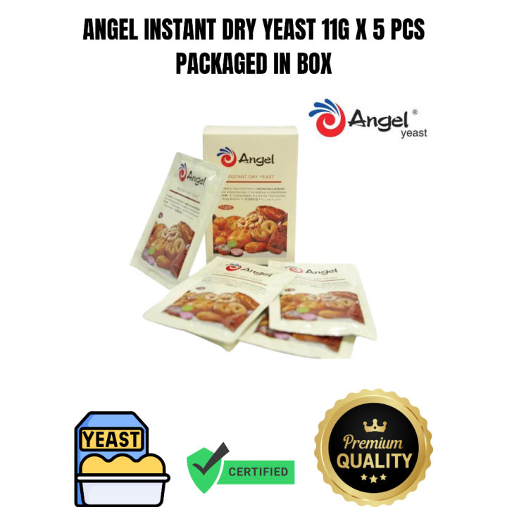 ANGEL Premium Instant Dry Yeast 11g x 5 Sachets - Halal Certified, Easy ...
