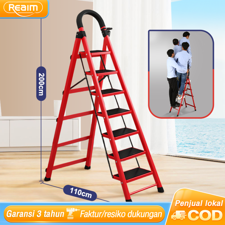 REAIM Tangga Lipat Aluminium Rumah Lipat 6/7 Step Ladder Pegangan Bisa ...