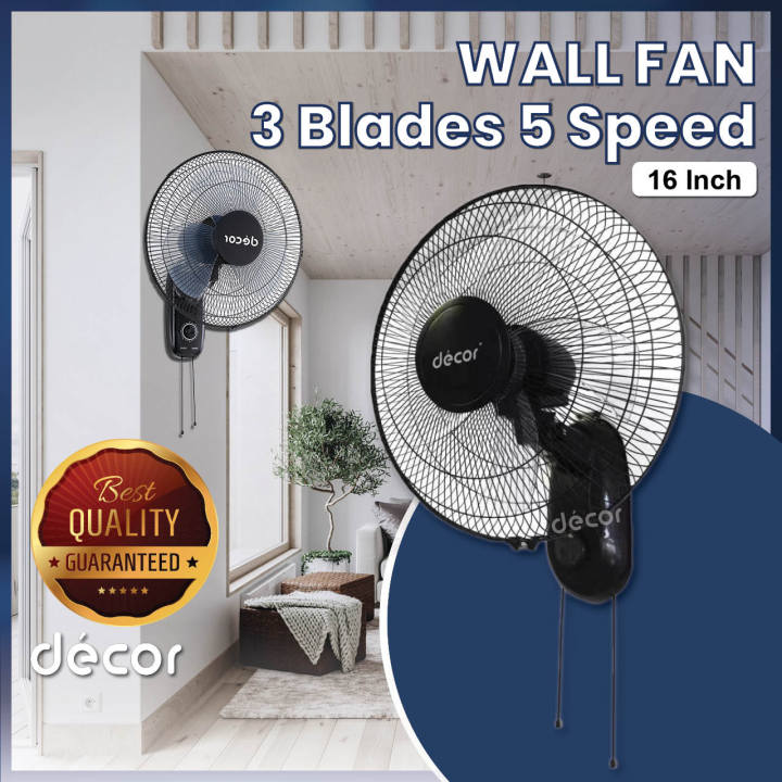 Wall Fan 16inch 3 Blades 5 Blades W55R 3 Speed 55W Oscillation Powerful ...