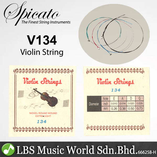 Spicato Violin String Set V134 Nickel Round Wound With Extra Light E A ...