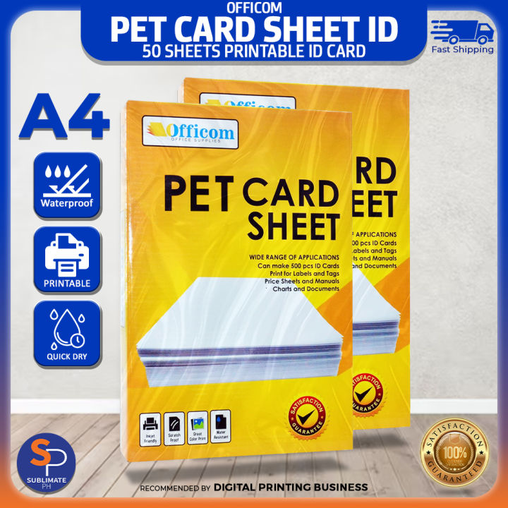 Officom PET ID Card Sheet A4 Size(50 Sets) Sheet High Quality Printable ...