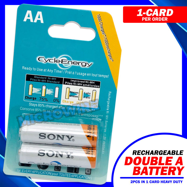 Rechargeable Double A (AA) Batteries 2IN1 ( PER CARD) | Lazada PH