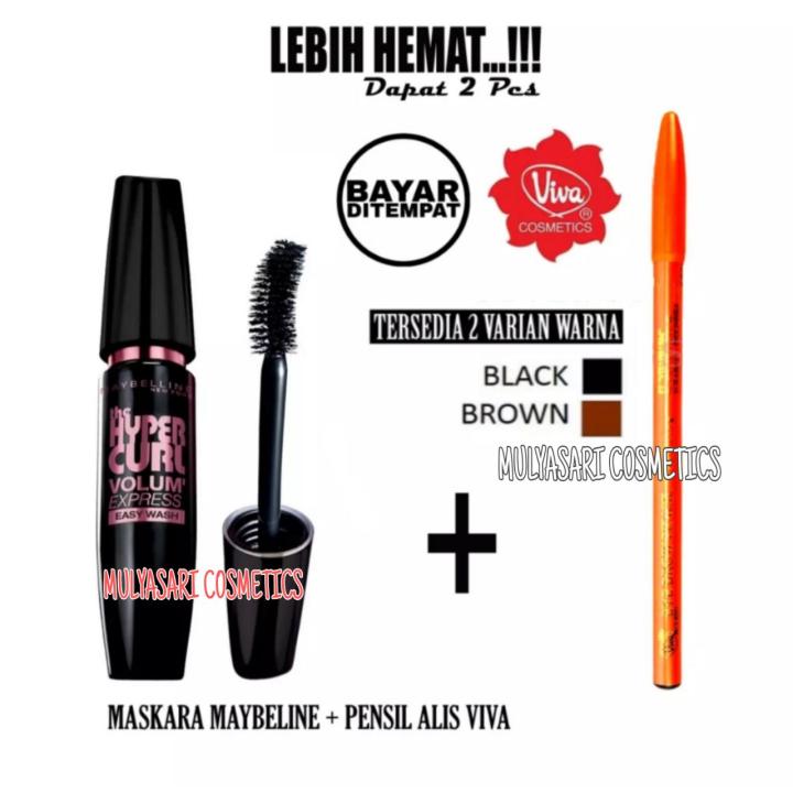 PAKET 2IN1 - MASKARA MAYBELLINE + PENSIL ALIS VIVA COKLAT / HITAM ...