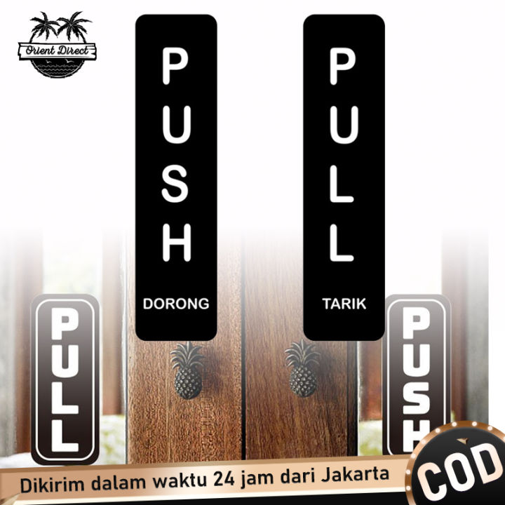 1 Sepasang Sticker Push Pull Door Akrilik Sign Board Dorong Tarik ...