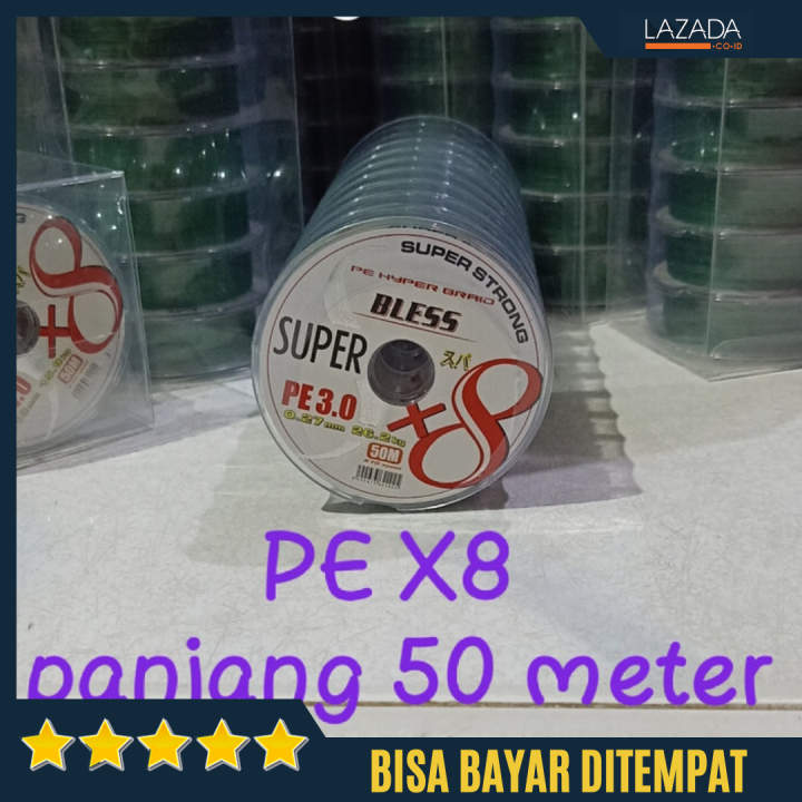 Senar Benang PE Bless Super Hyper Braid X8 Super Strong Panjang 50 ...