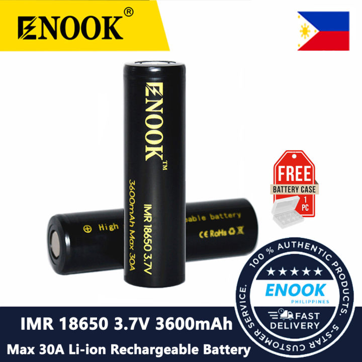 ENOOK Original Battery 18650 3.7V 30A 3600mAh Li-ion Flat 100% Legit ...