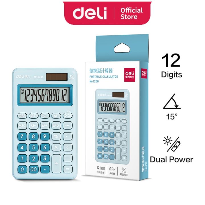 Deli Calculator Desktop Calculator 12 Digit Dual Power Soft Lighting Display 1200 | Lazada