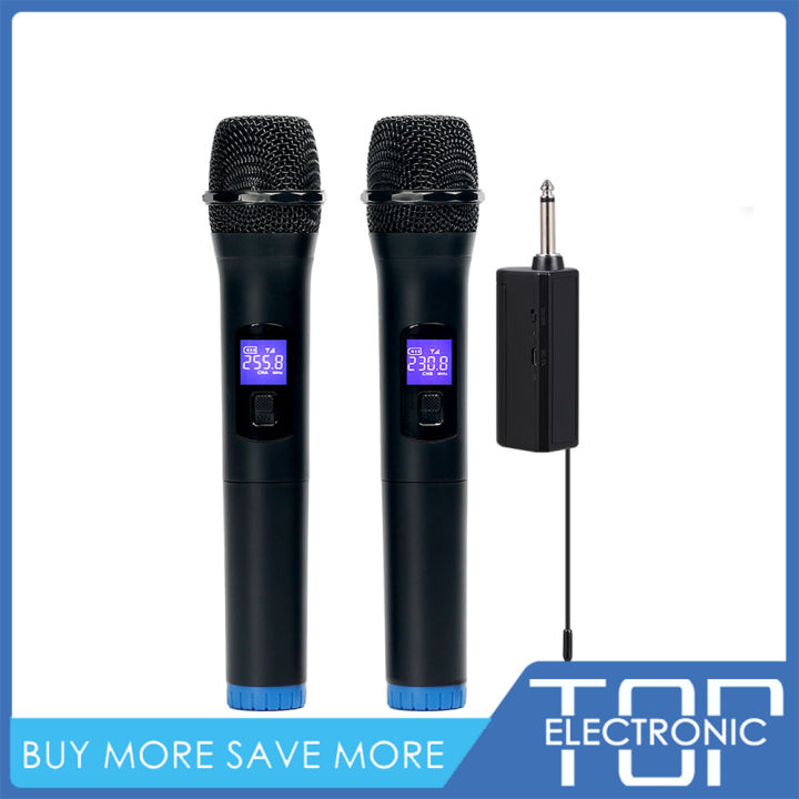 Dual Channel Wireless Microphone Cordless Handheld Mic LCD Display ...
