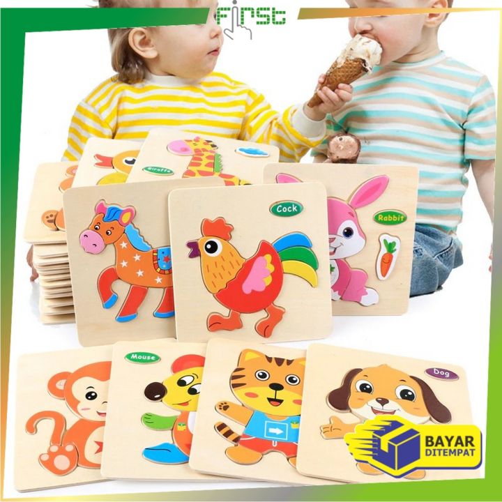 *COD* FH-M23 Mainan Puzzle Kayu Anak 3D Mainan Edukasi Puzzel Kayu ...