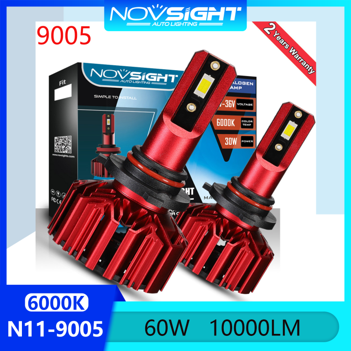 Novsight N11 9005 HB3 LED Headlight Bulb 60W 10000LM 6000K White Super ...