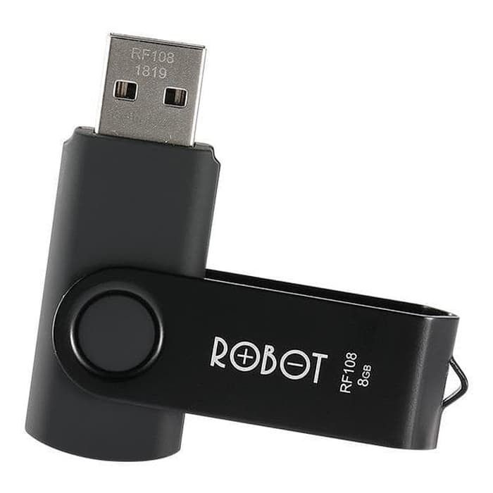 FLASH DISK FLASHDISK ROBOT 8gb 8 giga ROTARI RF108 WARNA HITAM DAN ...