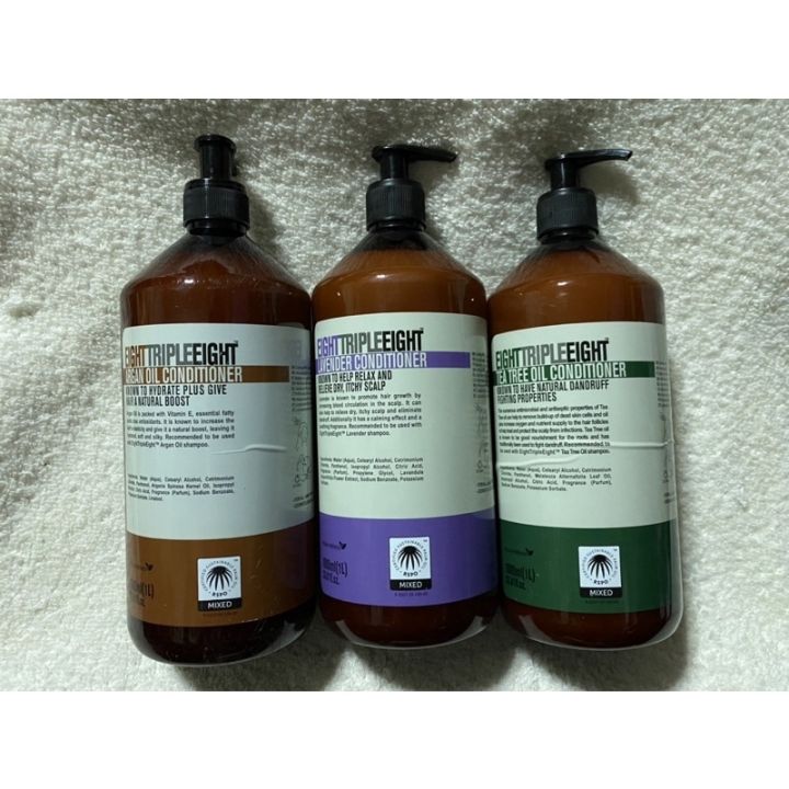 ♨ Eight Triple Eight Lavender/Argan/Tea Tree Conditioner/Shampoo 1L ...