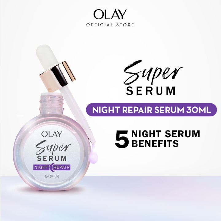 OLAY SUPER SERUM NIGHT REPAIR Anti Aging & Brightening (Repairs, Corrects Wrinkles Appearance ...