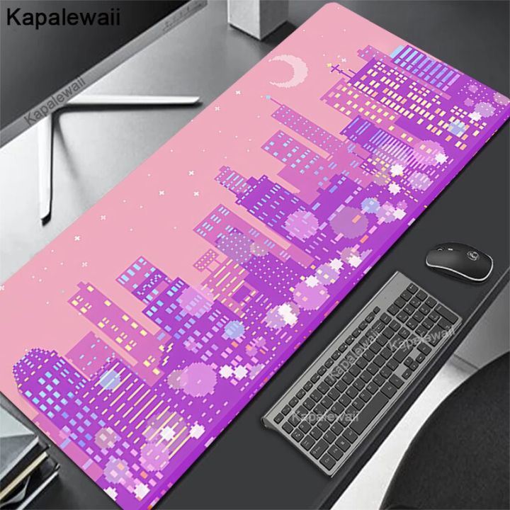 Large Pink Neon City Mousepad Gamer Japan Art XXL Gaming Mouse Pad ...