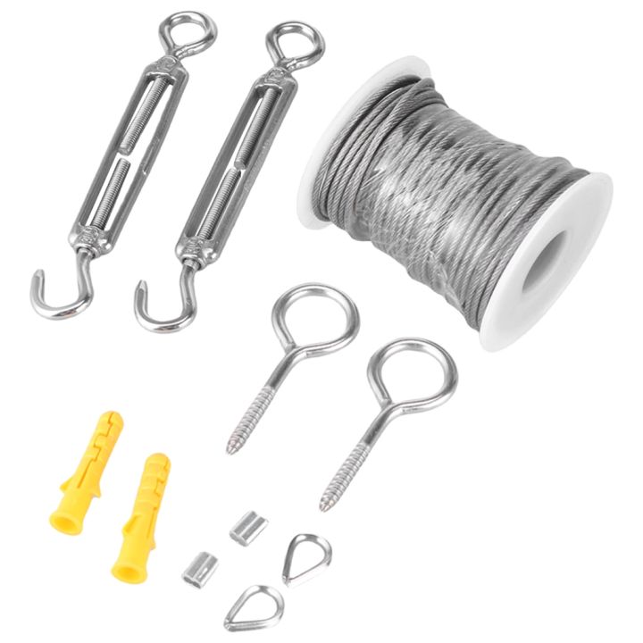 PVC Coated Stainless Steel Wire Rope Set 20M Cable with Installation ...