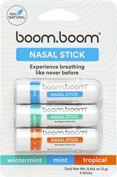BoomBoom Aromatherapy Nasal Inhaler, 3 Pack, Variety (Mint, Wintermint ...