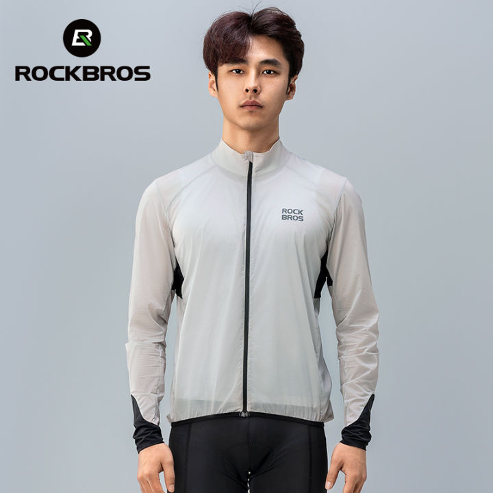 ROCKBROS เสื้อกันลมจักรยานน้ำหนักเบาระบายอากาศได้ดีมีซิปเสื้อจักรยานเสือหมอบ YKK สะท้อนแสงสำหรับ ...