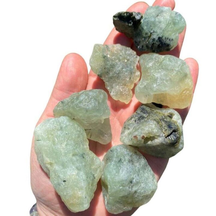 Raw Prehnite Stone (1" - 2") Epidote Inclusions - Raw Prehnite Crystal ...