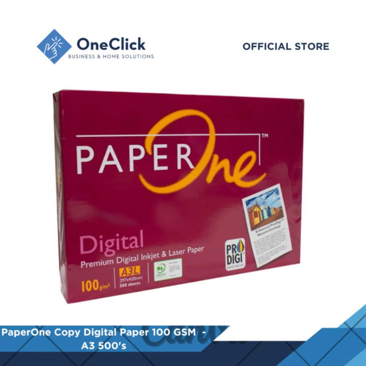 PaperOne Copy Paper Digital Presentation 100 GSM (Short/Long/A4/A3) 500 ...