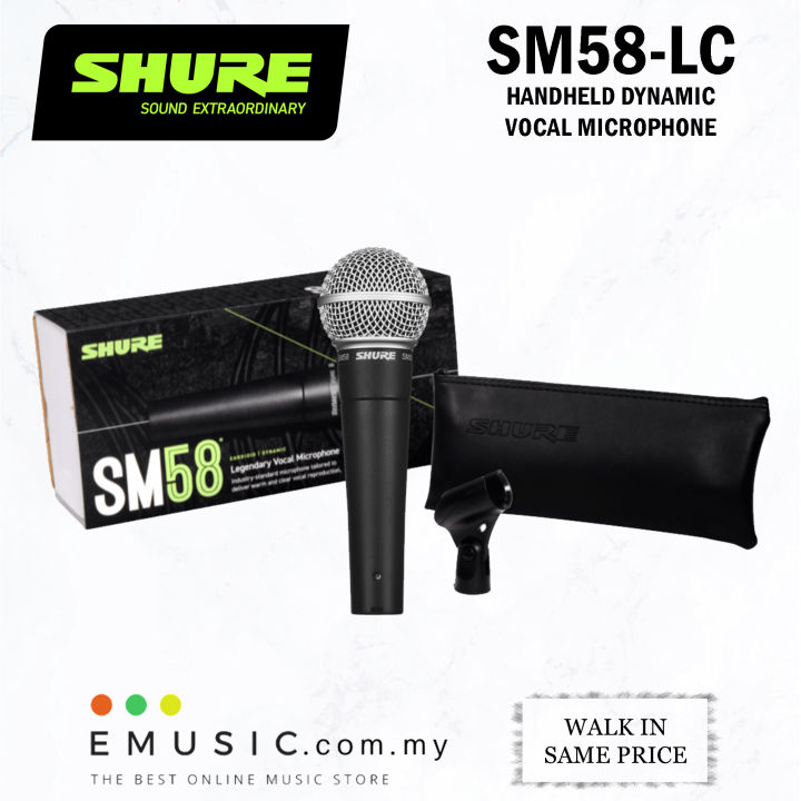 Shure SM58-LC Handheld Dynamic Vocal Microphone with Stand Adapter & Carrying Case SM58 SM-58 LC ...