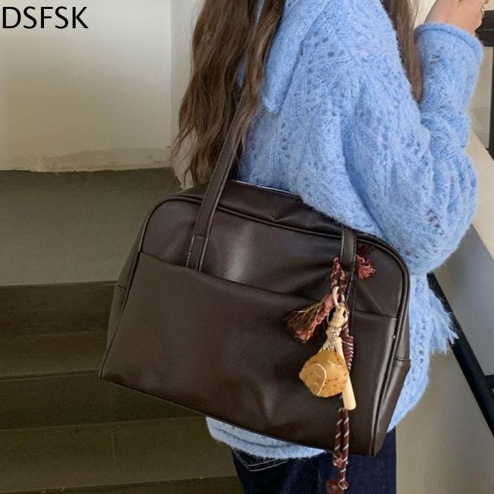 DSFSK แบบฝรั่งเศส กระเป๋าโบว์ลิ่ง ความจุขนาดใหญ่ สง่างาม กระเป๋าสะพาย ...