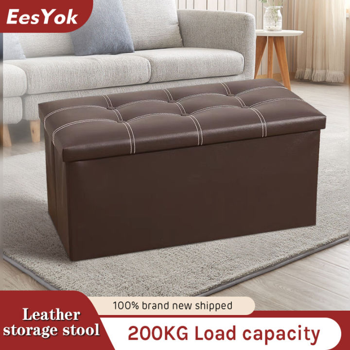 Ottoman leather storage stool rectangular storage box storage stool sofa chair foldable ...