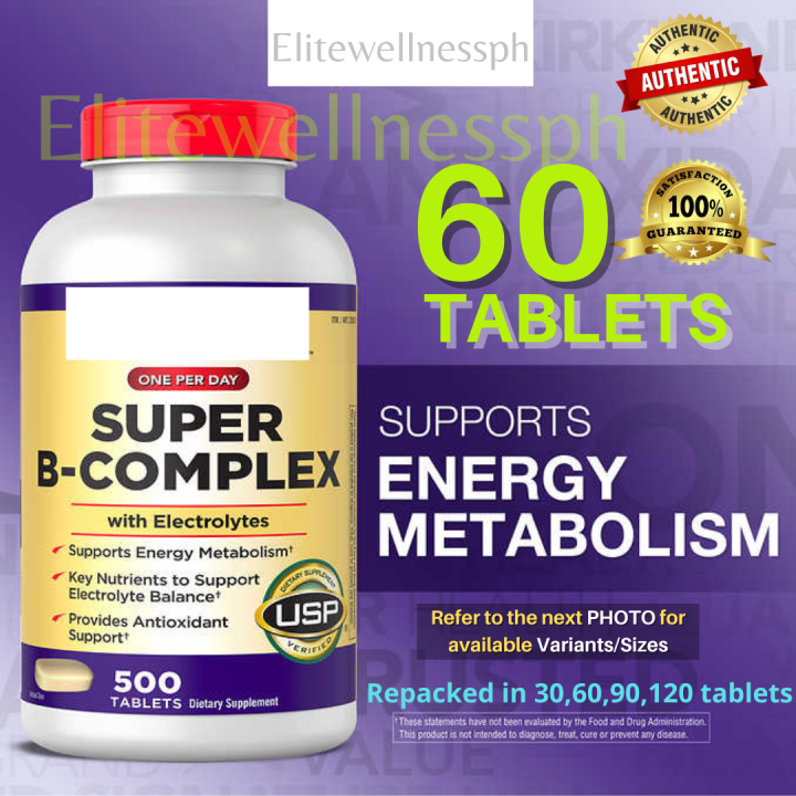 60 Tablets- One Per Day Super B-Complex with Electrolytes KL I Support ...