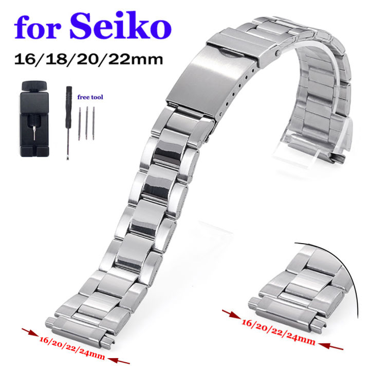 16-22mm Stainless Steel Strap for Seiko Fashion Adjustable New Bracelet ...