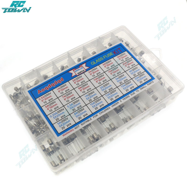 360pcs/pack 24 Values 5x20 6x30 Fuses Assortment Kit With Storage Box ...