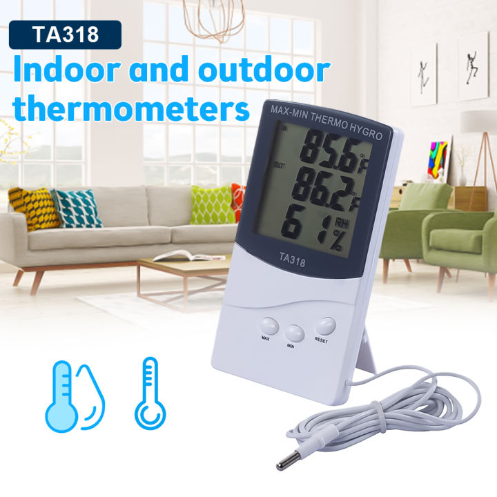 Indoor Outdoor Thermometer Wireless Digital Hygrometer Temperature ...