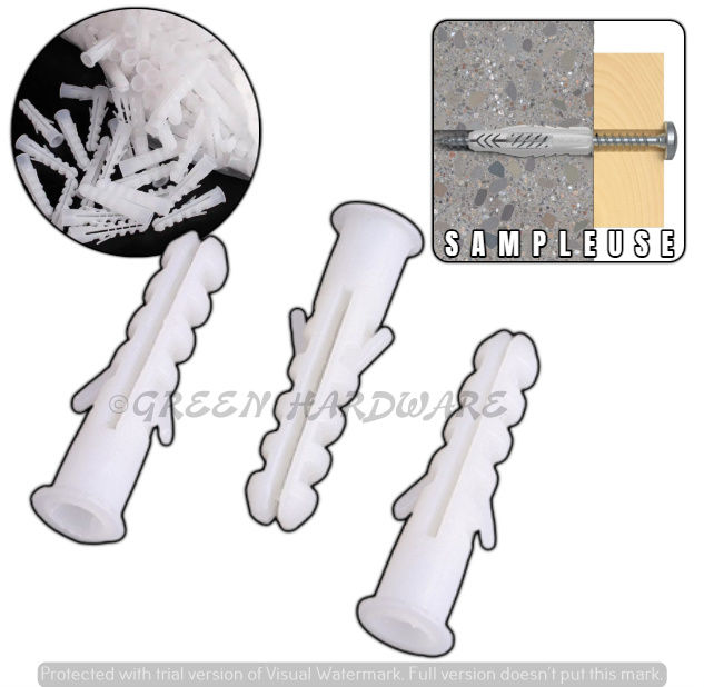 100PCS/SET White Tox Wall Plug (Plastic) (#5, #6, #8, #10, #12) White ...