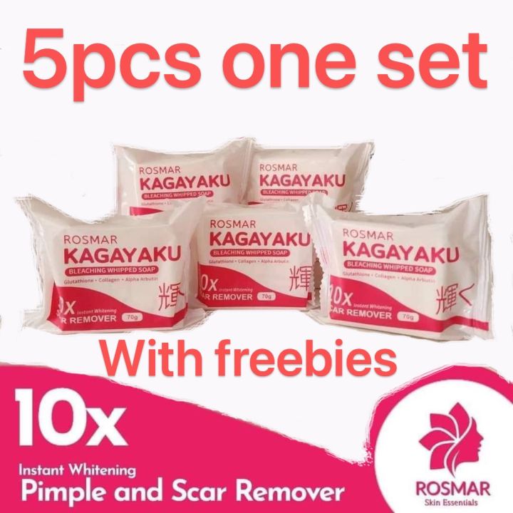 (5PCS ONE SET ) NEW PACKAGING ROSEMAR Kagayaku Bleaching Whipped Soap ...