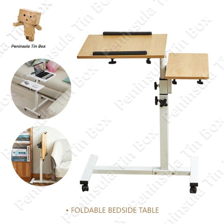 Rolling Laptop Table Lap Desk for Laptop with Wheels Adjustable Laptop ...