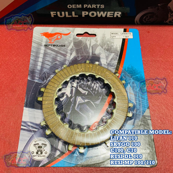 ACC Motorparts Clutch Lining Set Lifan110, Skygo100, C100, C70, Rusi DL ...