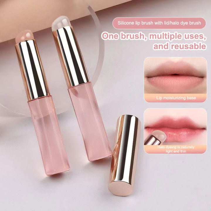Silicone Lip Brush With Lid Round Head Makeup Brush Lipstick Applicator ...