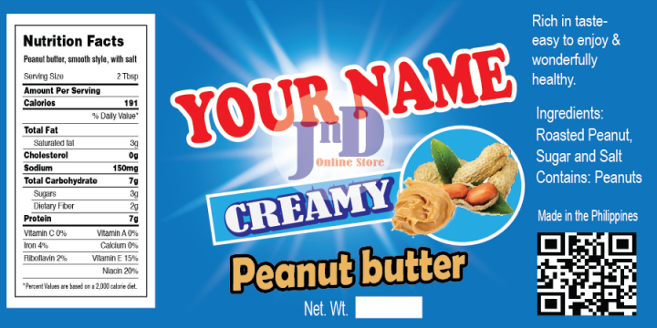 CUSTOMIZED STICKER LABELS FOR PEANUT BUTTER | Lazada PH