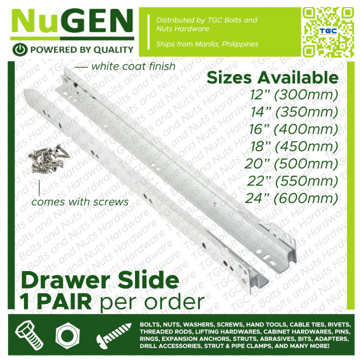 NuGEN Drawer Slide 12 / 14 / 16 / 18 / 20 / 22 / 24 in Ordinary Drawer ...