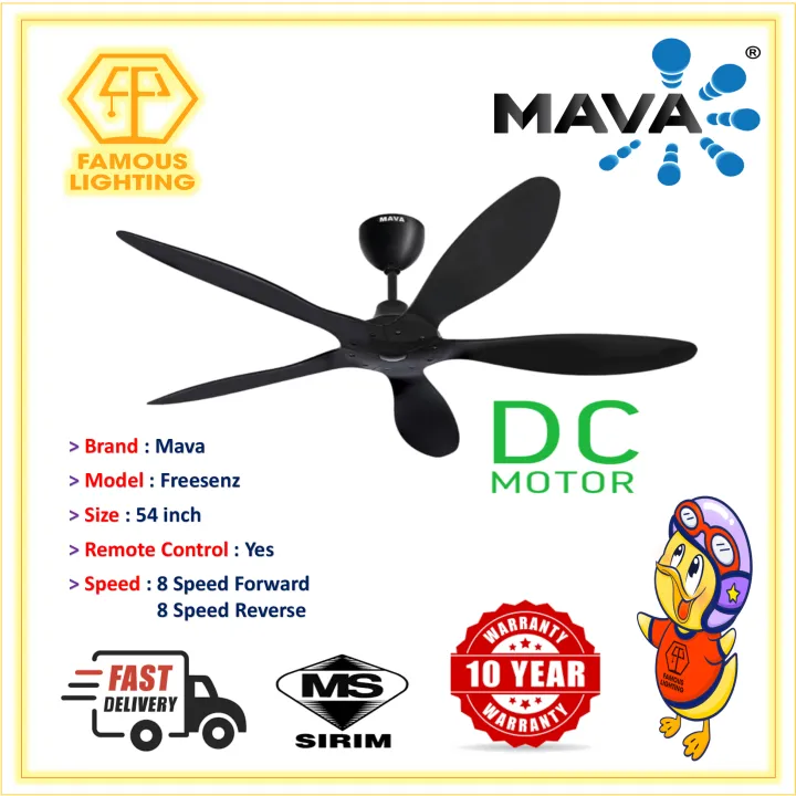 Mava Freesenz 54" DC Motor Ceiling Fan with 16 Speed Remote Control ...