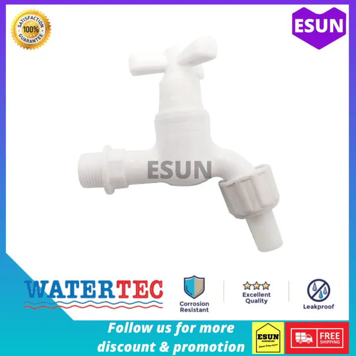 PVC Water Tap With Inlet Hose Connector Kitchen Outdoor Toilet Bathroom ...