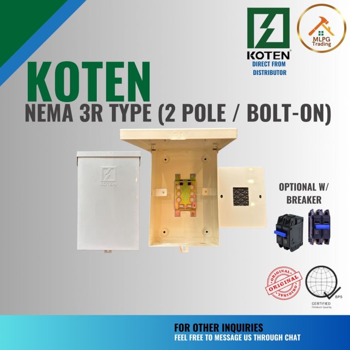 Koten Nema 3R (TQC) 2 Pole BOLT-ON Enclosure Optional w/ Koten Circuit ...