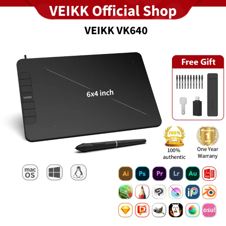 VEIKK VK640 VK1060 VK1060PRO Graphic Tablet Digital Drawing Pad Pen ...