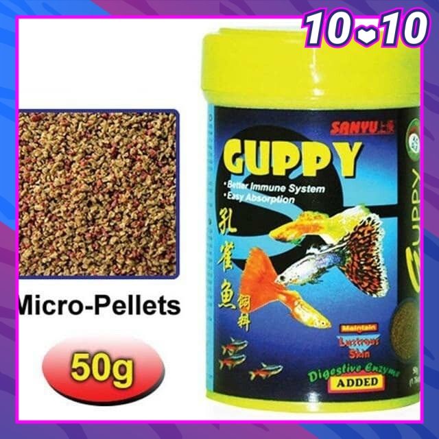 SANYU Guppy Mini Floating Pellets Fish Food 50g &155g,makanan ikan gapi ...