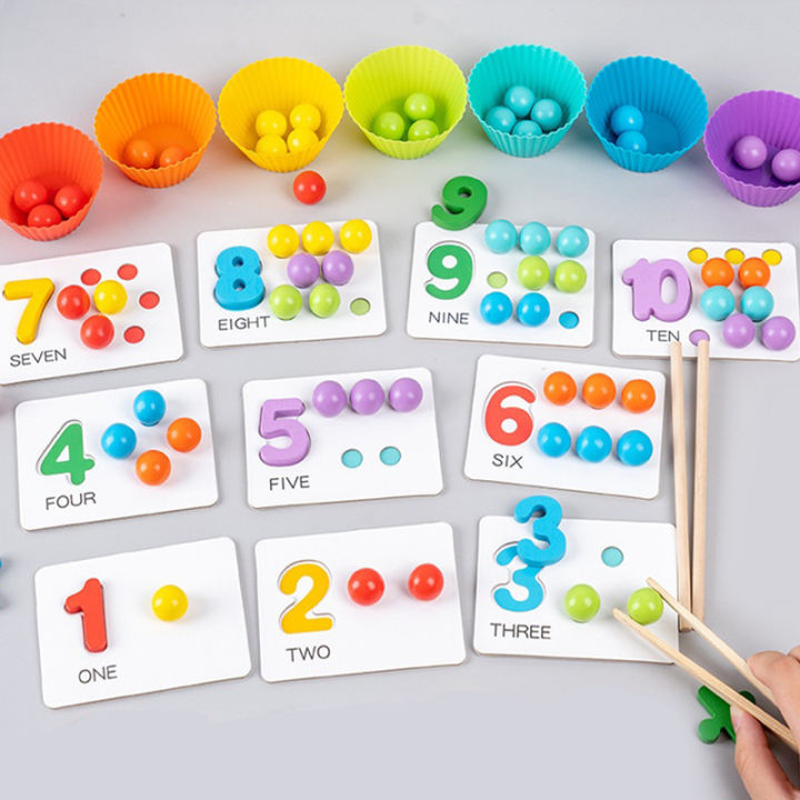 【Dimama】มอนเตสซอรี่ ของเล่นเพื่อการศึกษา ชุดหัดตักคีบแยกสี ตัวเลขความรู้ความเข้าใจ ที่จับคู่ ...