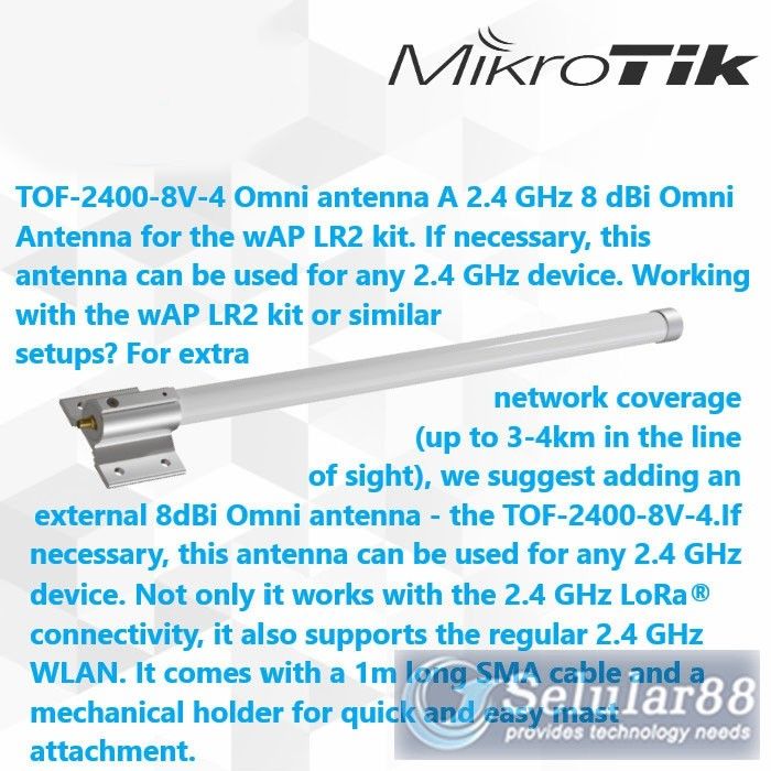 Mikrotik TOF-2400-8V-4 Omni Antenna 2.4GHz 8dBi wAP LR2 kit Antena ORI ...