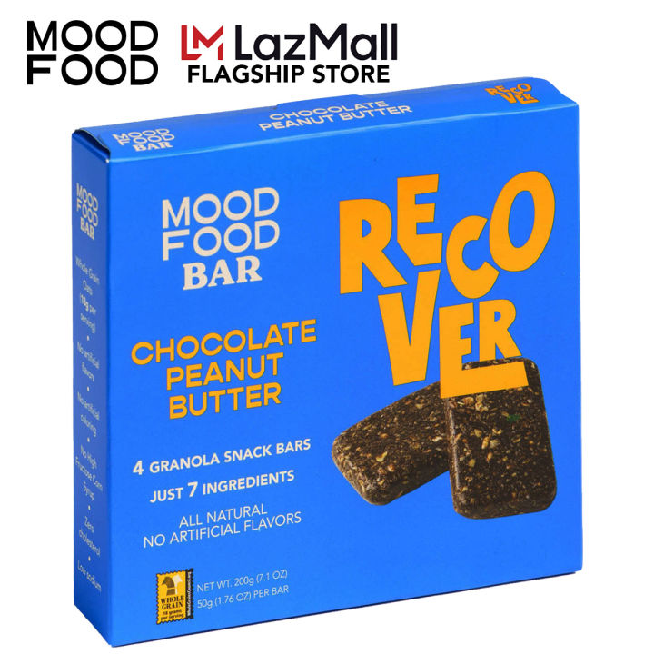 MOOD FOOD BAR RECOVER Chocolate Peanut Butter (4 granola snack bars ...