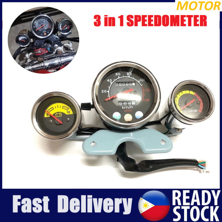 Retro 3 in 1 BIG SPEEDOMETER GAUGE UNIVERSAL MOTORCYCLE COD | Lazada PH
