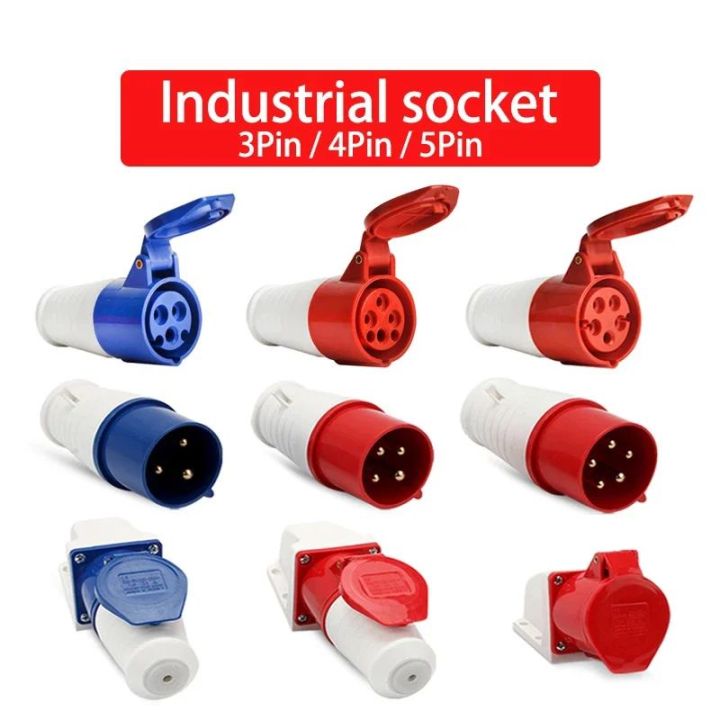 1 Set Industrial Plug Socket 3P/4P/5P IP44 Waterproof Electrical ...