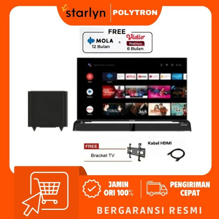 POLYTRON Smart Cinemax Soundbar LED TV 43 inch PLD 43BAG9953 - TANPA ...